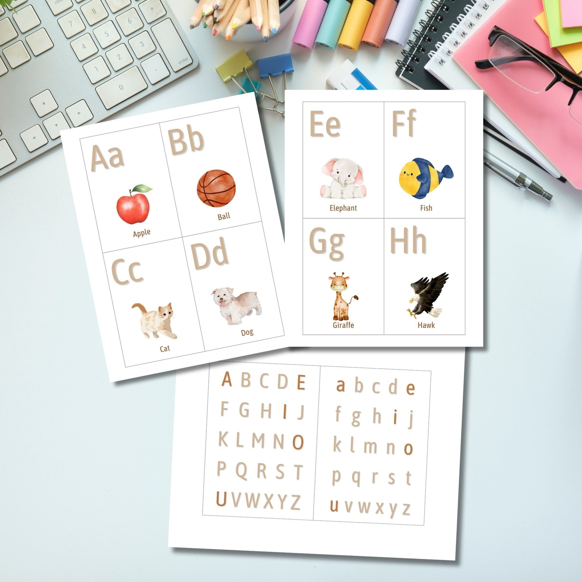 Printable ABC Flashcard Educational Leaning Materials Alphabet ...