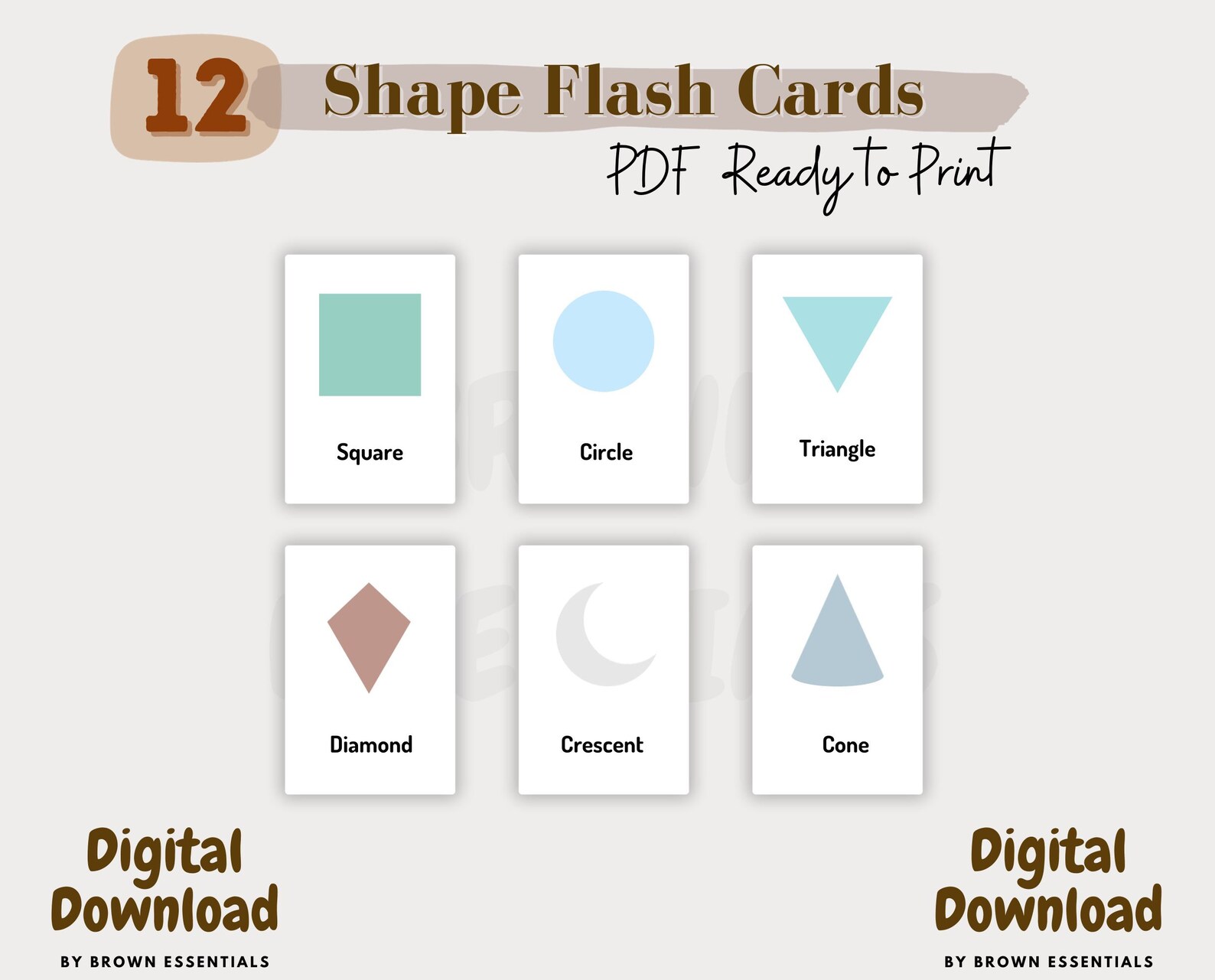 Printable PDF Shape Flash Cards - Kids Educational Leaning Materials - Etsy