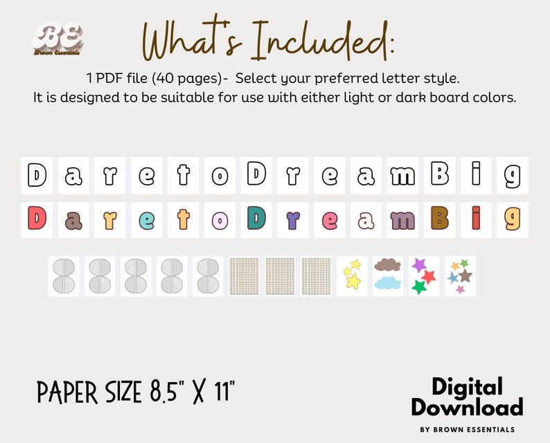 Dare to Dream Big Bulletin Board Kit: Printable Classroom Decor (PDF ...