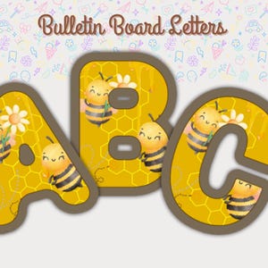 Bee Theme Bulletin Board Letters: Classroom Decor (PDF) - Etsy