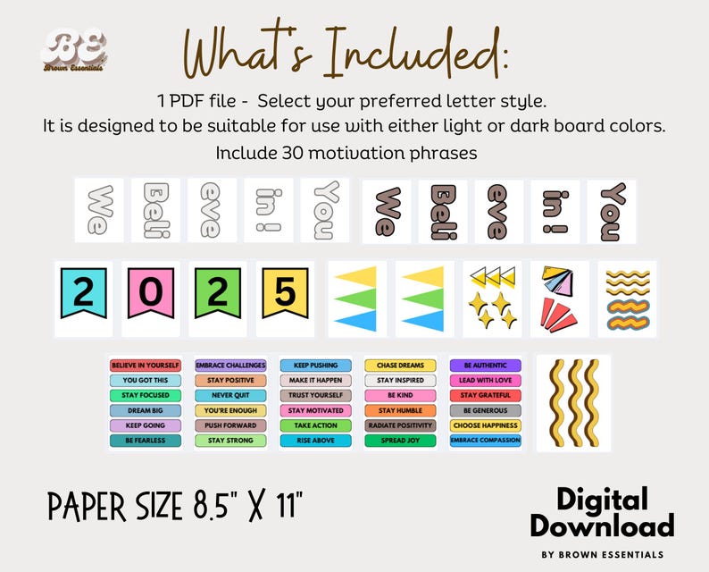 2025 Motivational Bulletin Board Kit | School Bulletin Kit | Printable ...