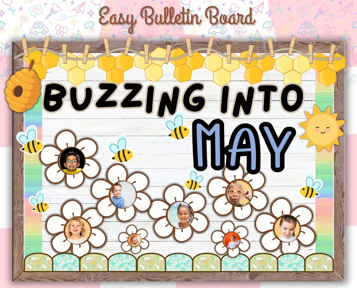 Buzzing Into May Bulletin Board Kit: Spring Classroom Decor (canva ...