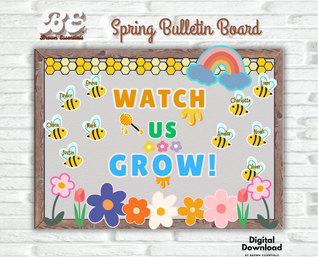 Watch Us Grow! Bee-themed Spring Bulletin Board Kit | Printable ...