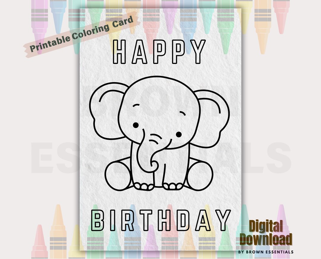 Printable Animal Birthday Card for Kids: Coloring Activity (PDF) - Etsy