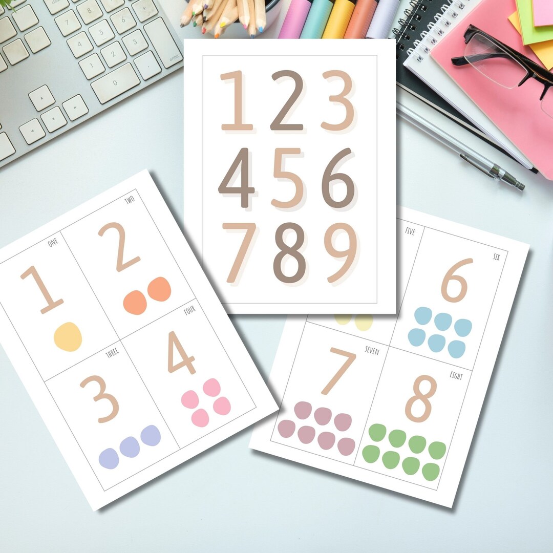 Printable Number Flashcard Educational Leaning Materials 1-10 Flashcard ...