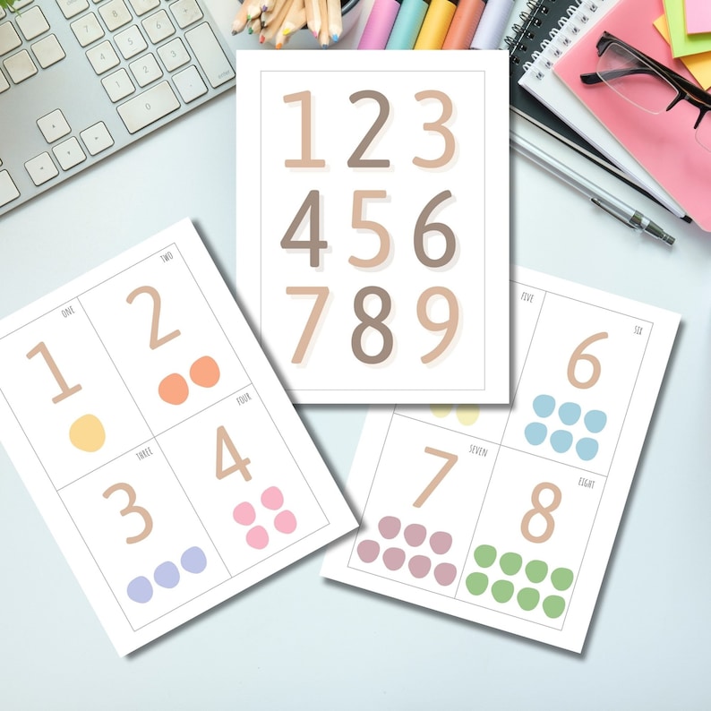Printable Number Flashcard Educational Leaning Materials 1-10 Flashcard ...