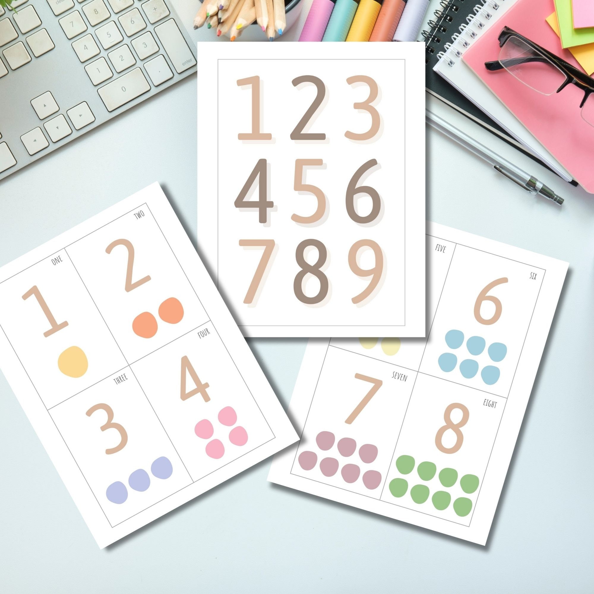 Printable Number Flashcard Educational Leaning Materials 1-10 Flashcard ...