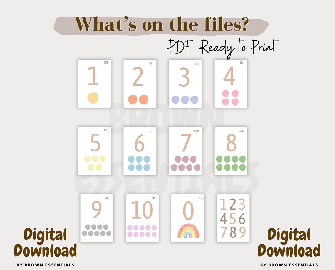 Printable PDF Number Flash Cards - Kids Educational Leaning Materials ...