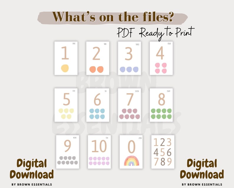 Printable PDF Number Flash Cards - Kids Educational Leaning Materials ...