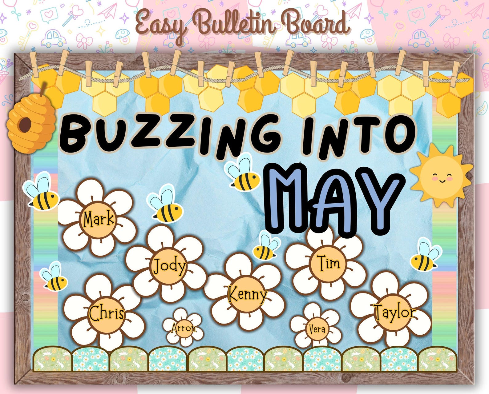 Buzzing Into May Bulletin Board Kit: Editable Spring Decor (canva ...
