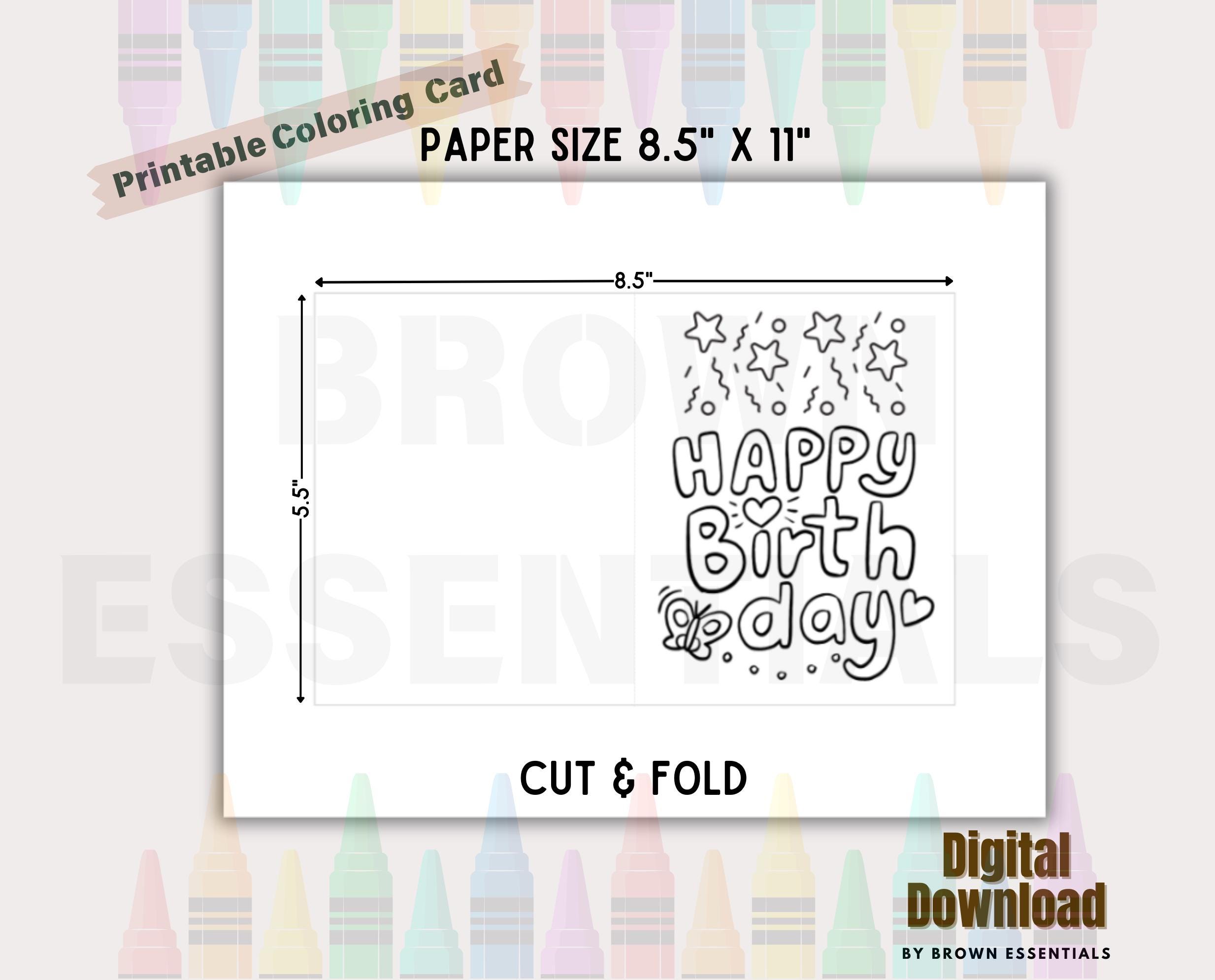 Printable Coloring Birthday Card for Kids, Kids Birthday Card, Birthday ...