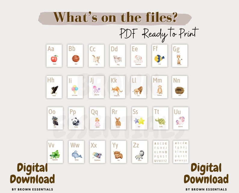 Printable PDF ABC Flash Cards Kids Educational Leaning Materials - Etsy