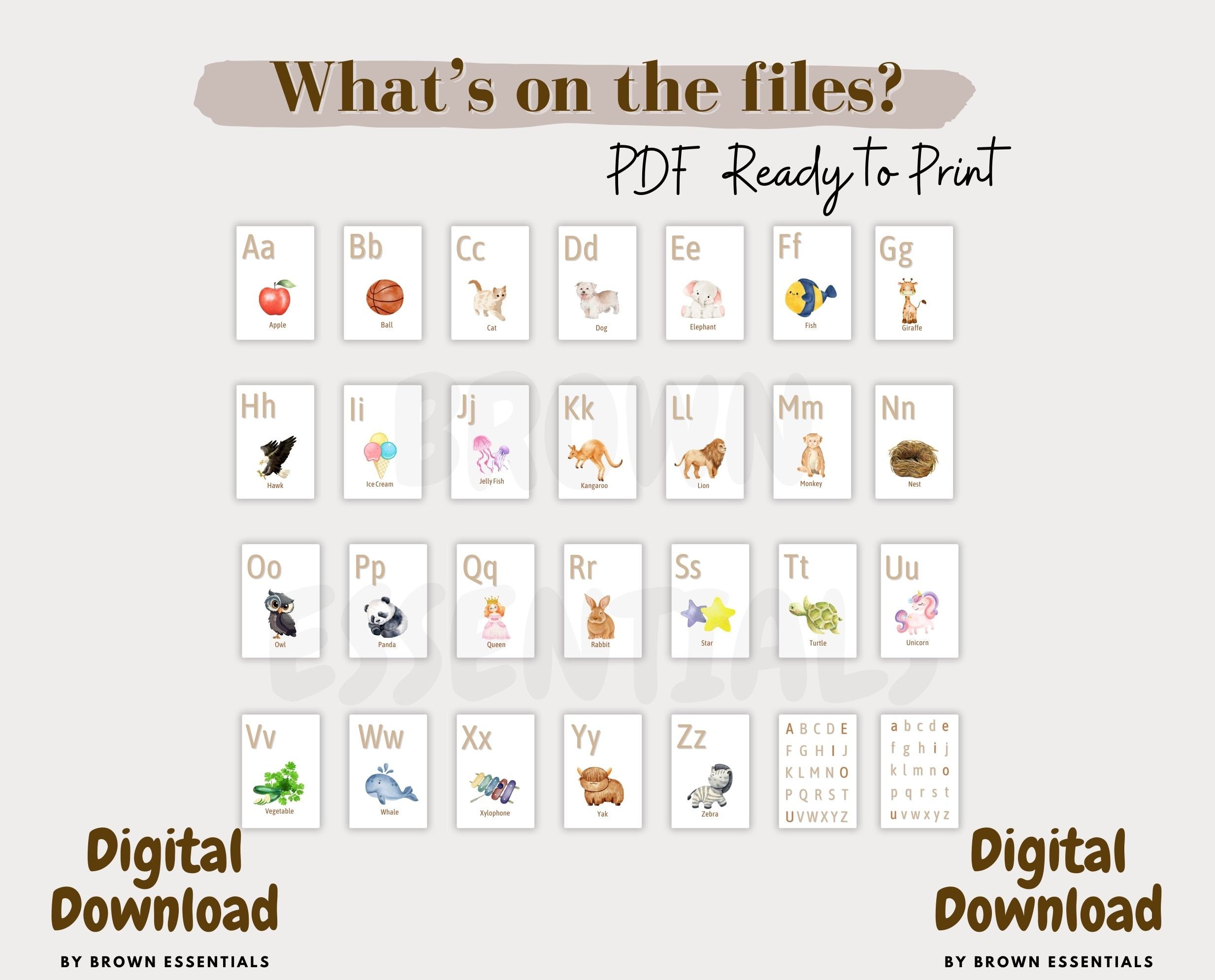 Printable PDF ABC Flash Cards - Kids Educational Leaning Materials - Etsy