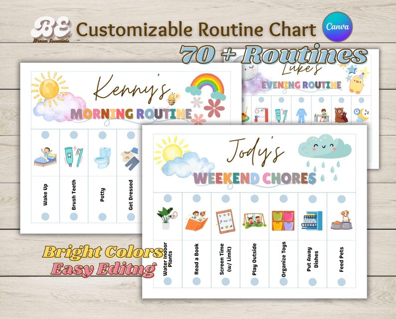 Editable Routine Flip Chart for Kids | Visual Schedule | Daily Routine ...