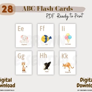 Printable PDF ABC Flash Cards - Kids Educational Leaning Materials - Etsy