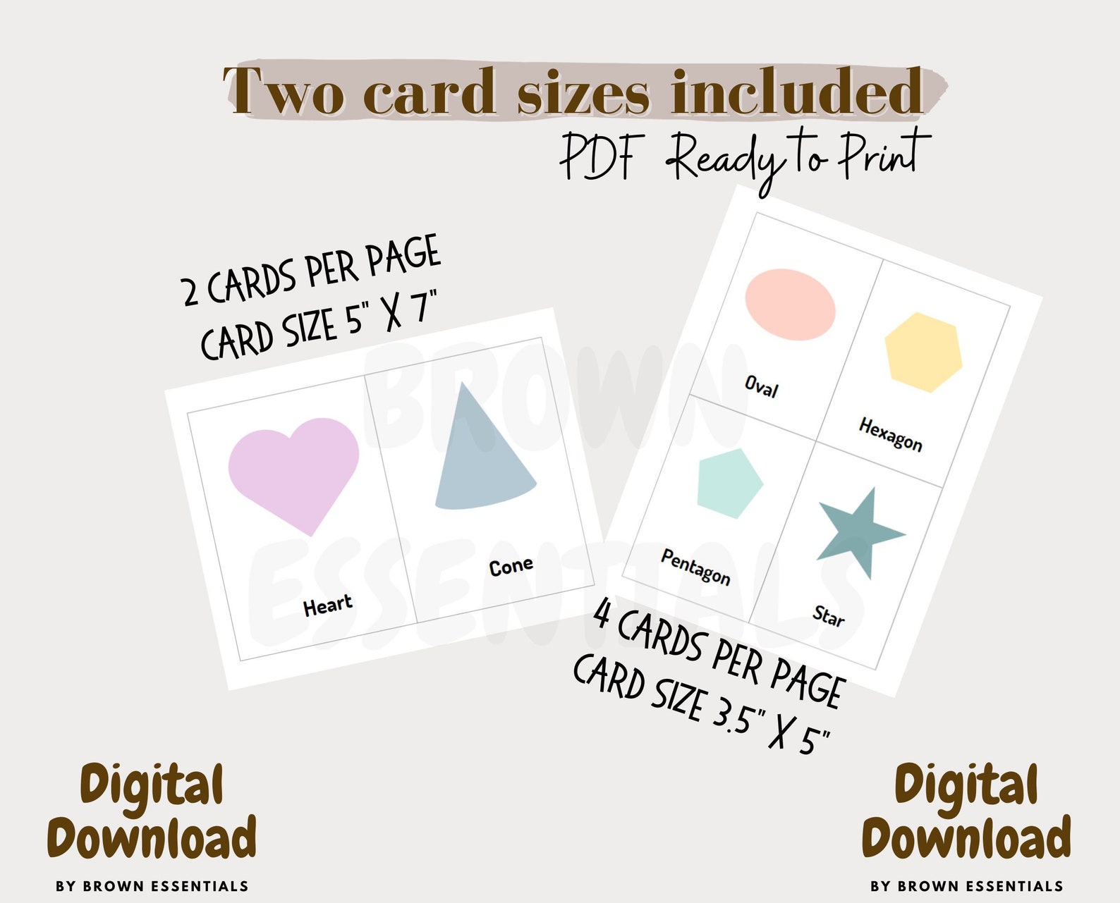 Printable PDF Shape Flash Cards - Kids Educational Leaning Materials - Etsy