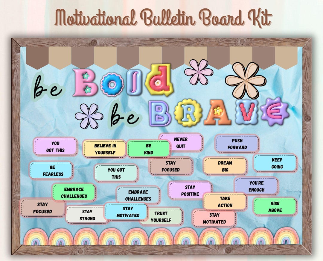 Motivational Classroom Bulletin Board Kit: 28 Uplifting Phrases ...