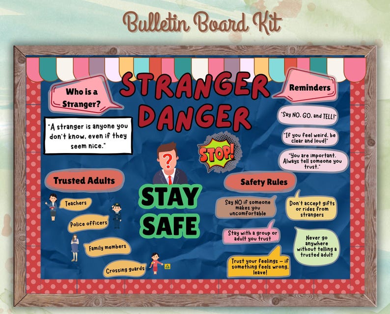 Stranger Danger Bulletin Board Kit: School Safety Rules (digital ...
