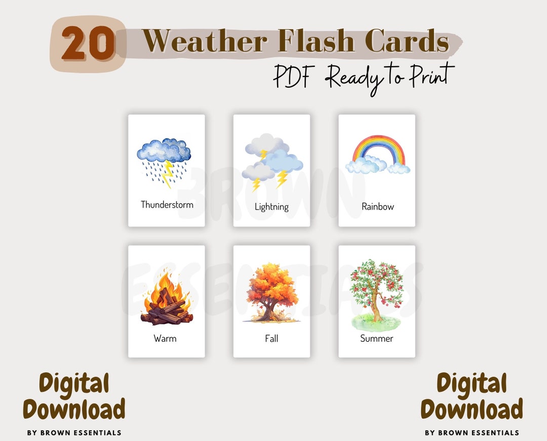 Printable Weather Flashcards: Homeschool Learning Materials (PDF) - Etsy