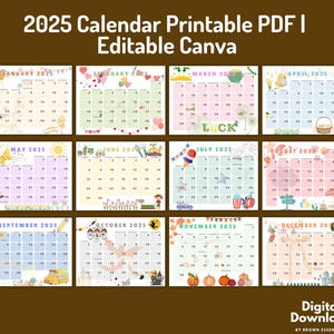 2025 Calendar | Editable for Kids, Classroom Wall Decor, Monthly Themed ...