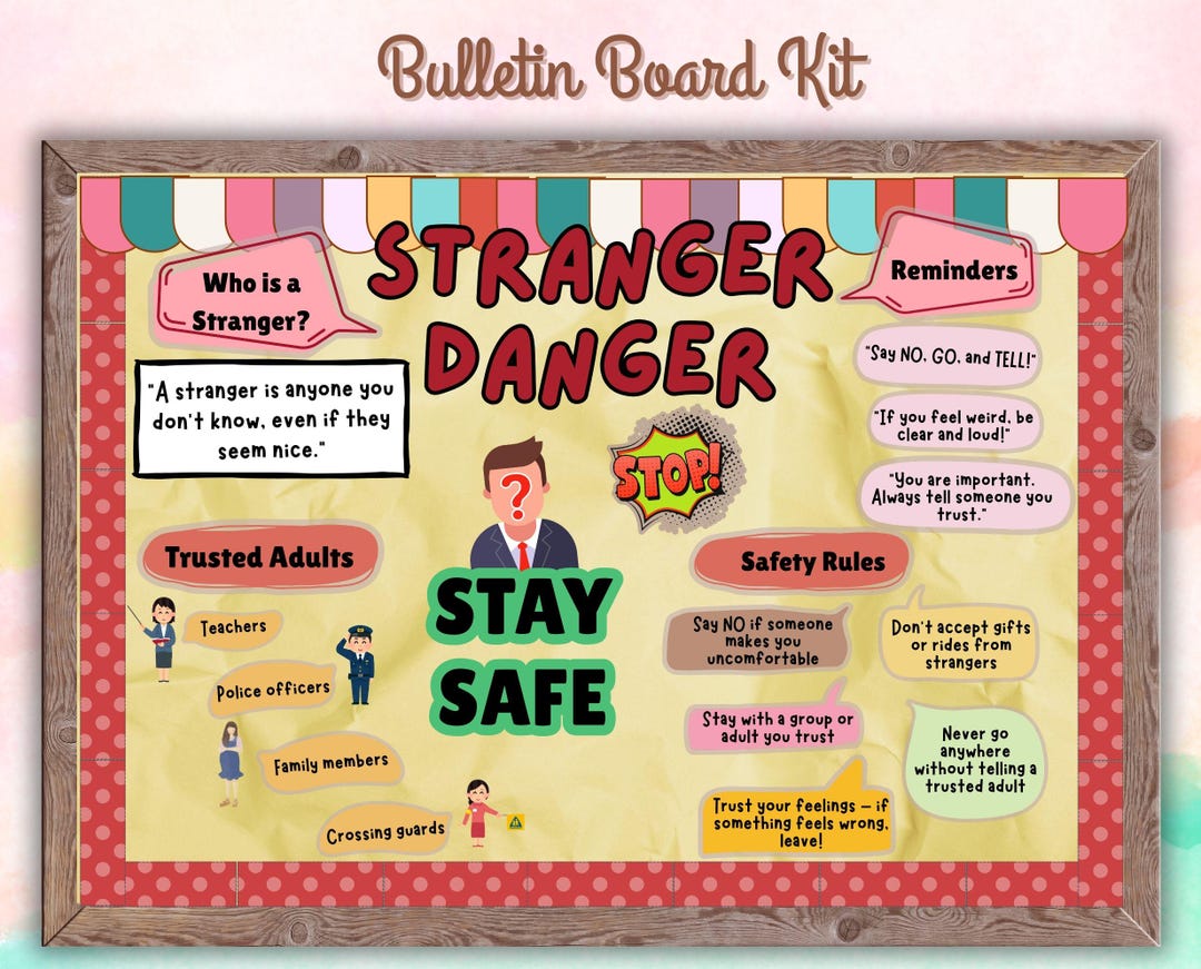 Stranger Danger Bulletin Board Kit: School Safety Rules, Q&A (digital ...