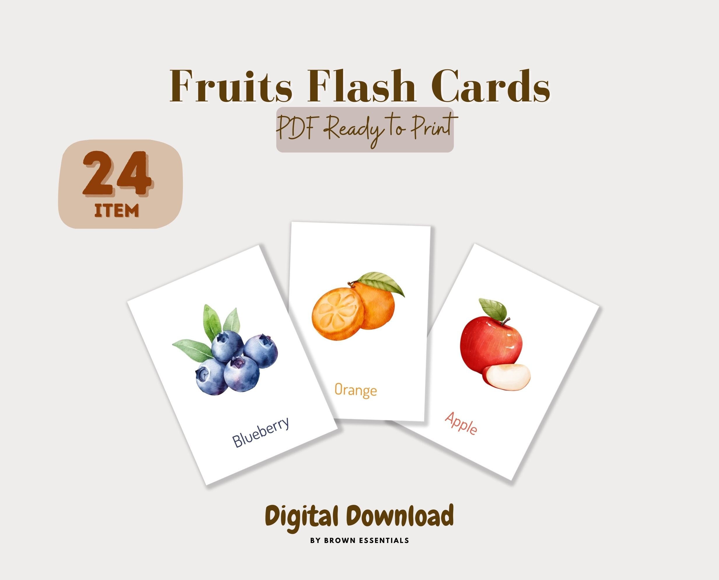 Printable PDF Fruits Flash Cards - Kids Educational Leaning Materials ...