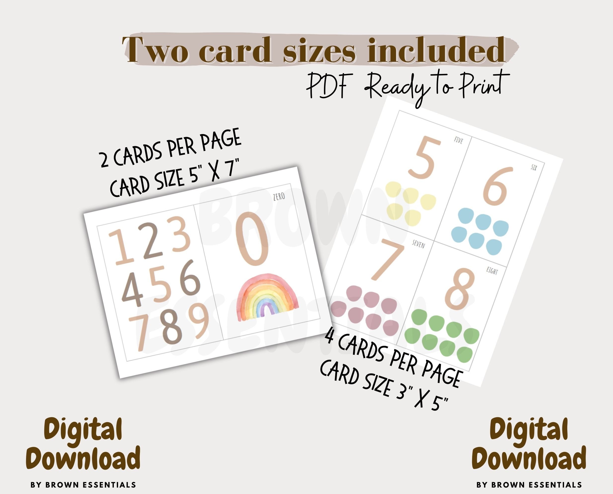 Printable PDF Number Flash Cards Kids Educational Leaning - Etsy Canada