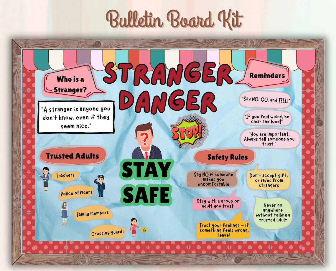 Stranger Danger Bulletin Board Kit: School Safety Rules (digital ...