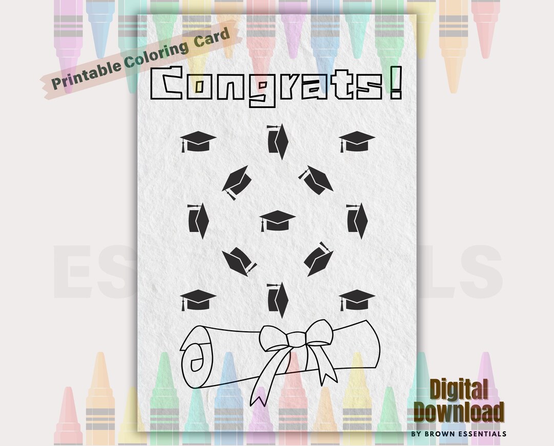 Printable Coloring Congratulations Card, DIY Graduation Card, Special ...