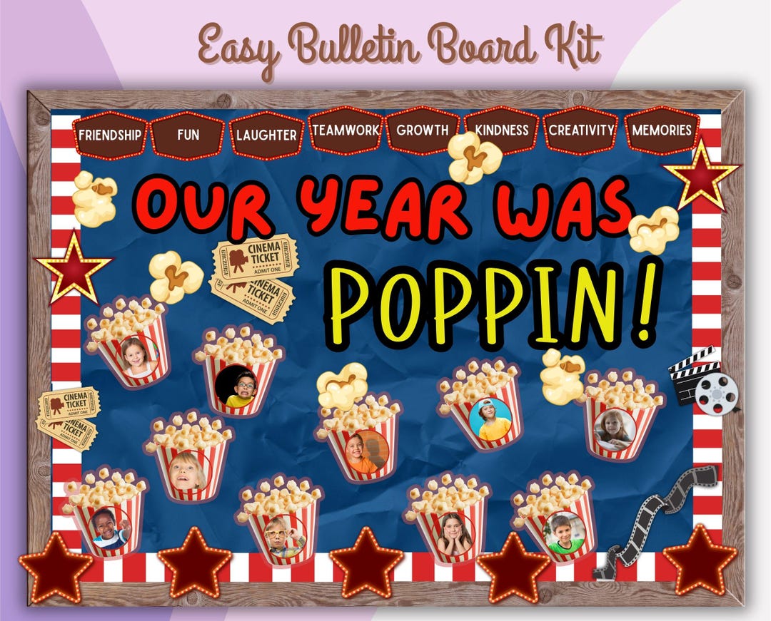 Popcorn Theme Bulletin Board Kit: End of Year Classroom Decor (editable ...