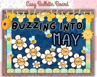 Buzzing Into May Bulletin Board Kit: Editable Spring Decor (canva ...
