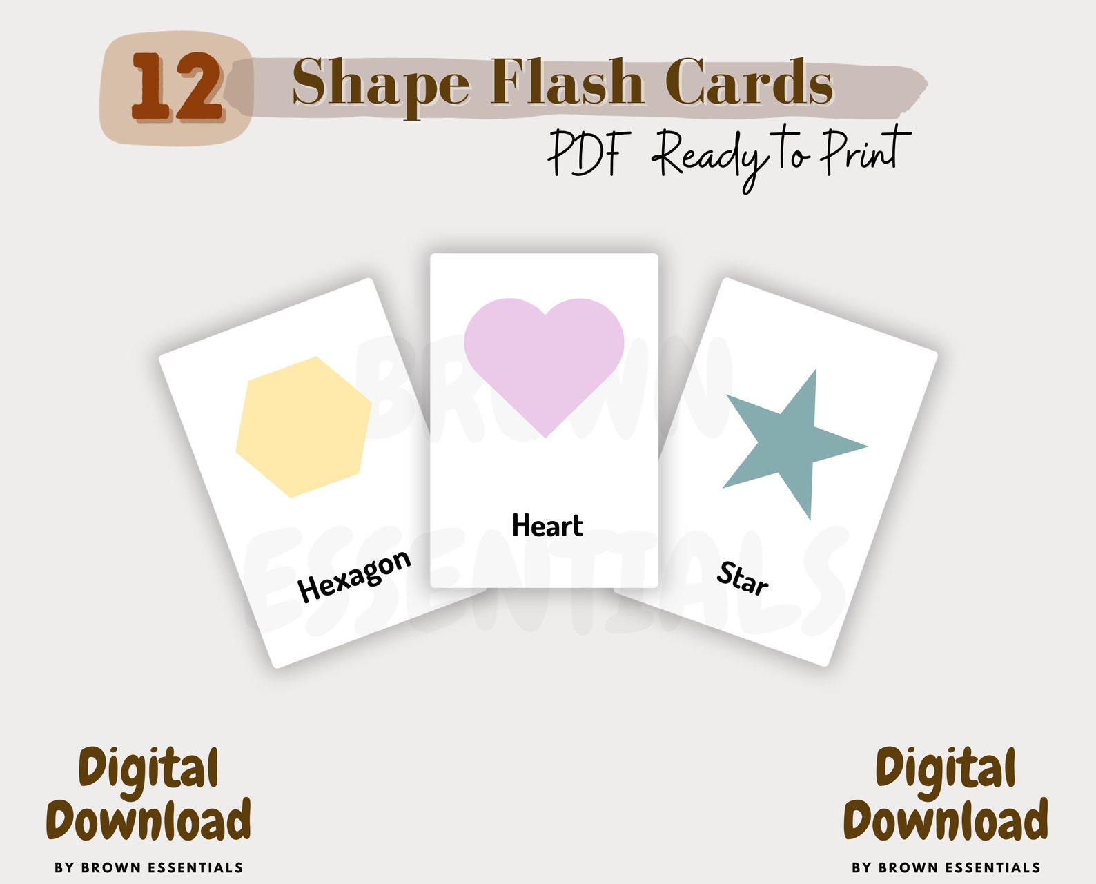 Printable PDF Shape Flash Cards - Kids Educational Leaning Materials - Etsy