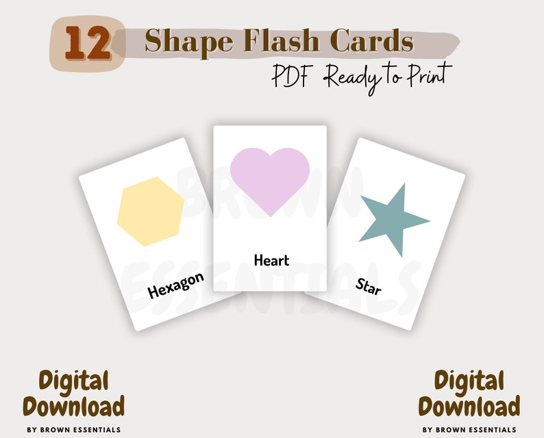 Printable PDF Shape Flash Cards Kids Educational Leaning - Etsy Australia