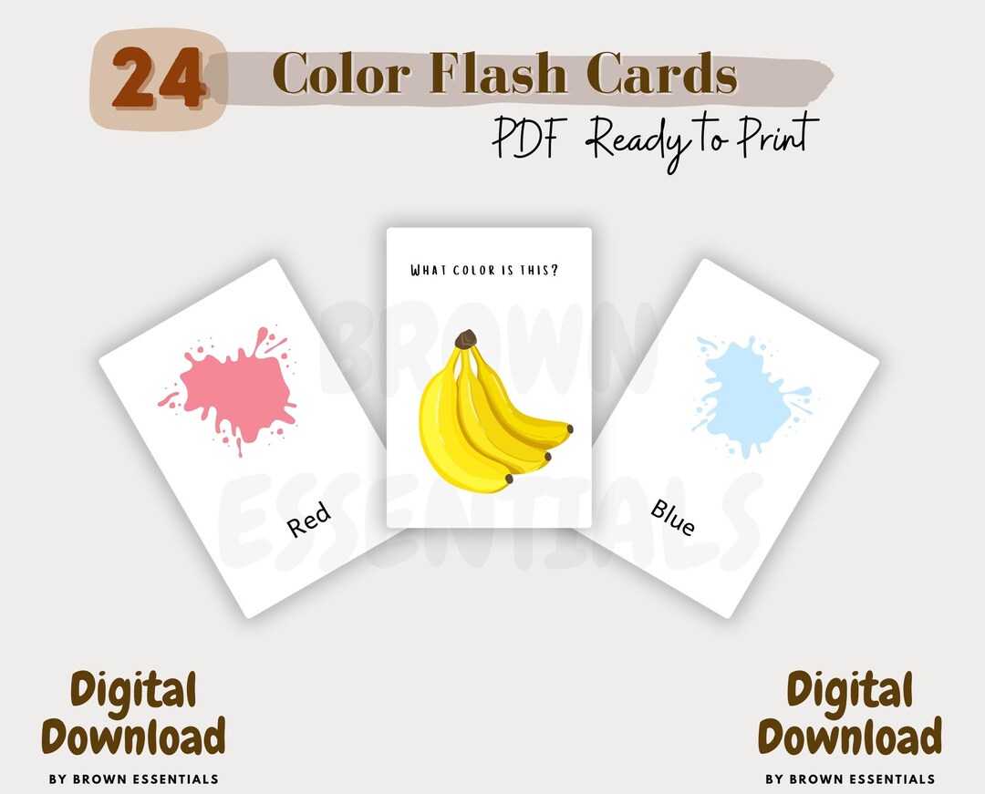 Printable PDF Color Flash Cards - Kids Educational Leaning Materials - Etsy