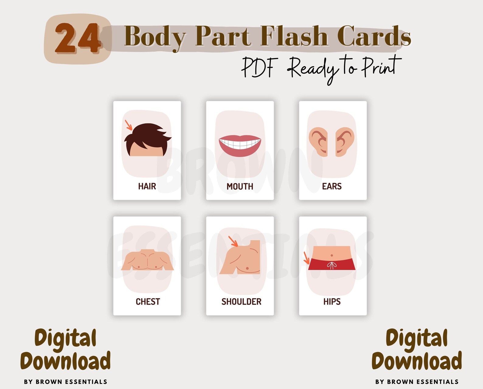 Printable PDF Body Part Flash Cards - Kids Educational Leaning ...