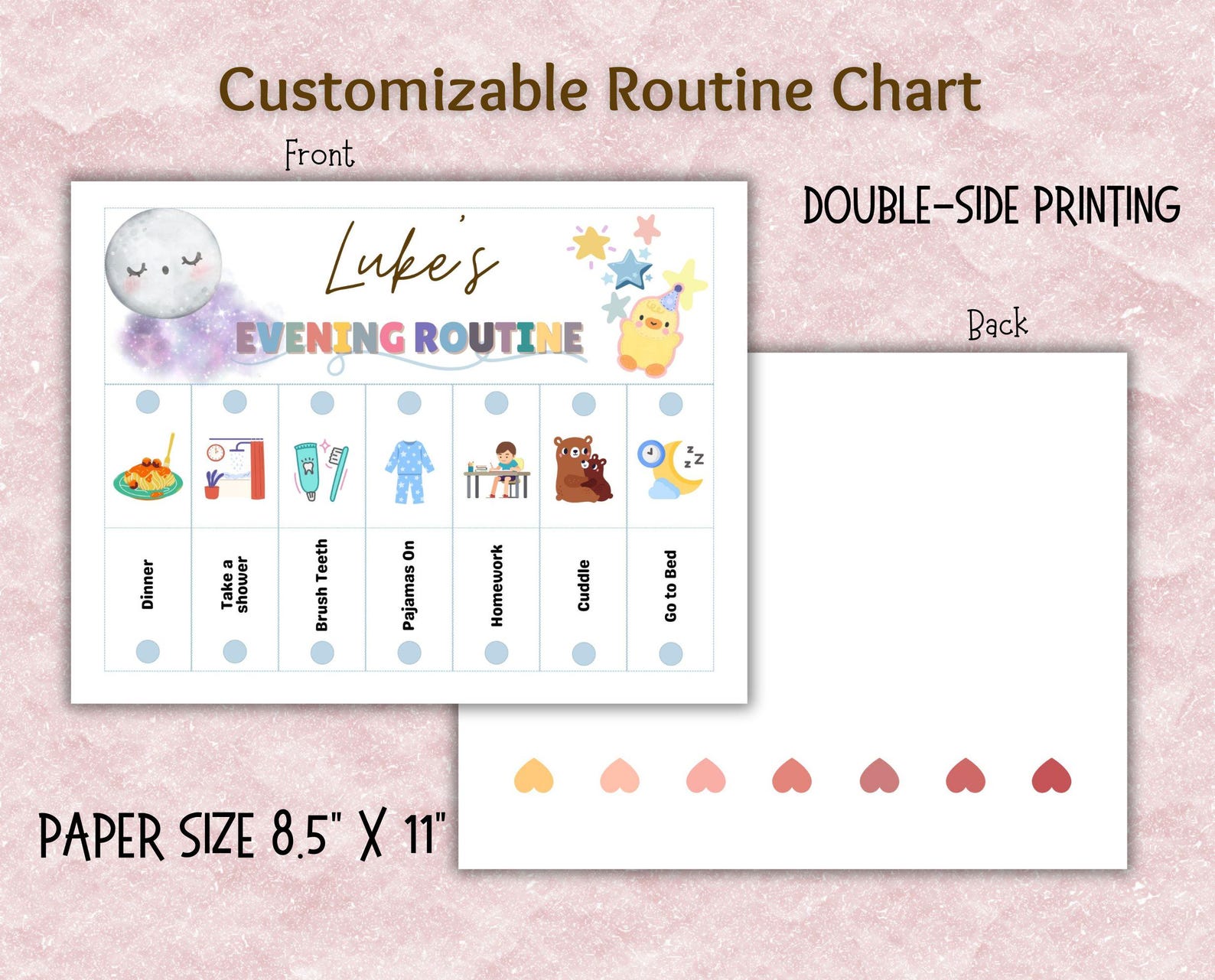 Editable Kids Routine Chart: Visual Schedule Canva Template (digital ...