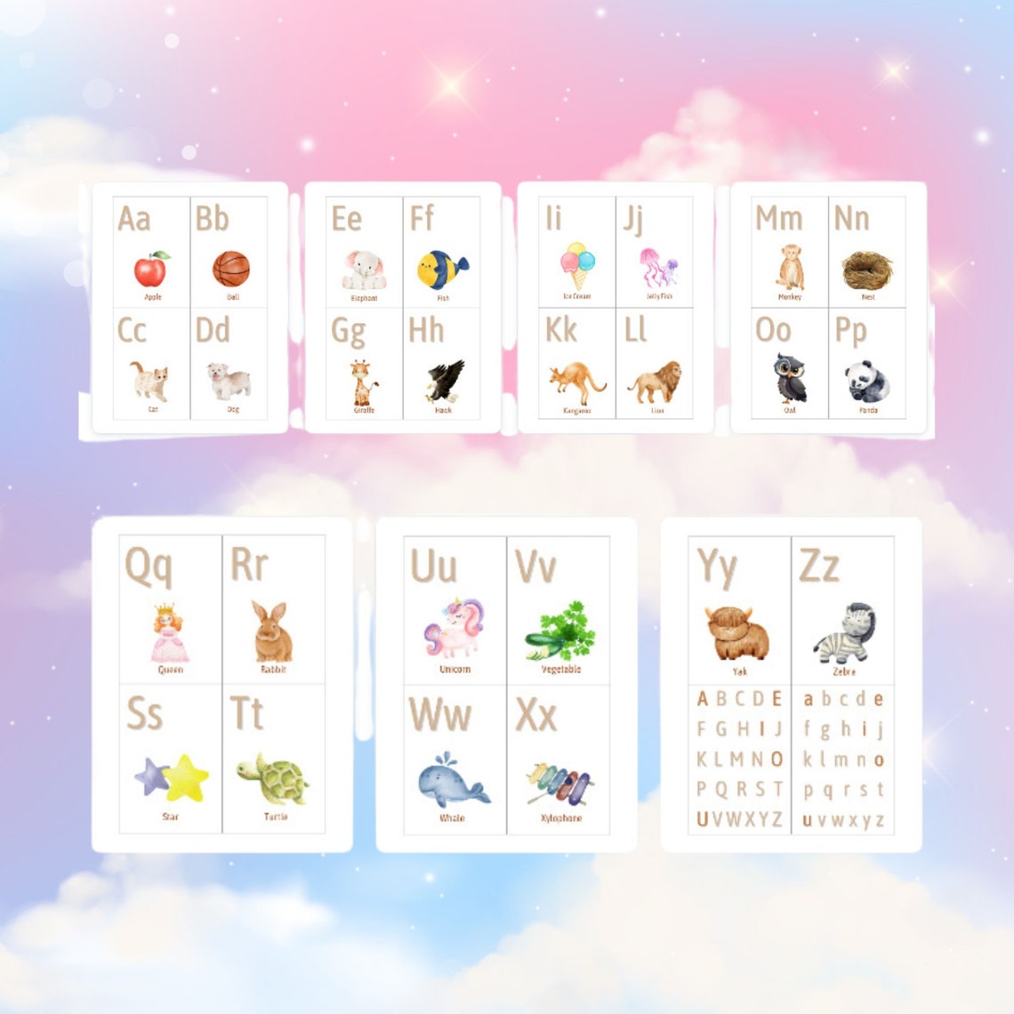 Printable ABC Flashcard Educational Leaning Materials Alphabet ...
