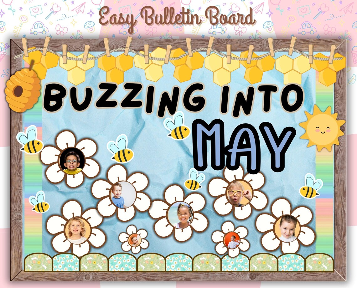 Buzzing Into May Bulletin Board Kit: Spring Classroom Decor (canva ...