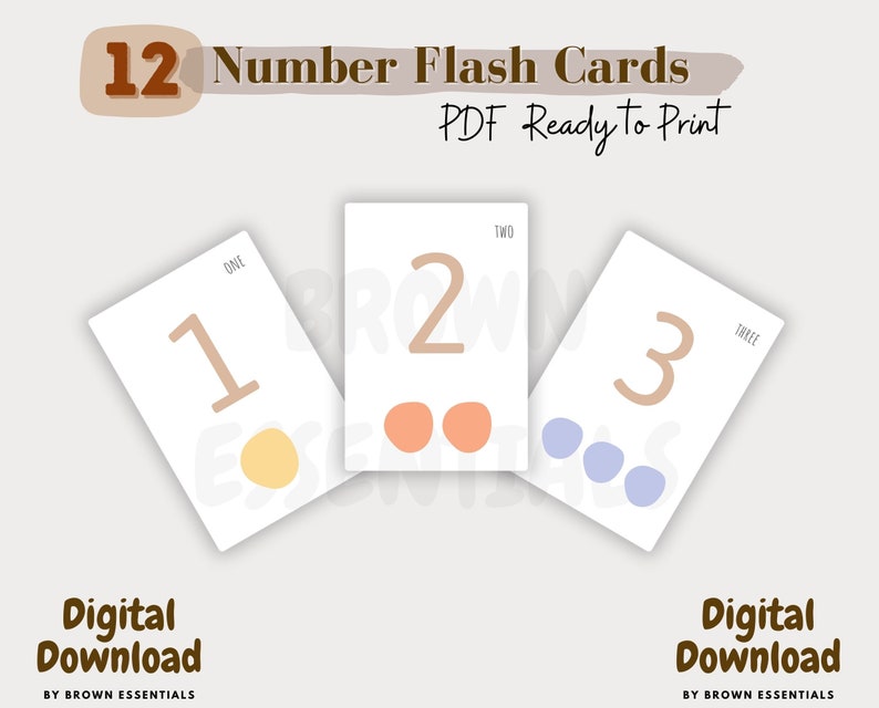 Printable PDF Number Flash Cards - Kids Educational Leaning Materials ...