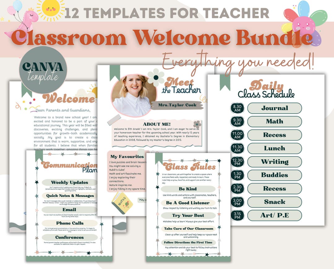 Editable Open House Teacher Packet: Classroom Welcome Kit (canva ...