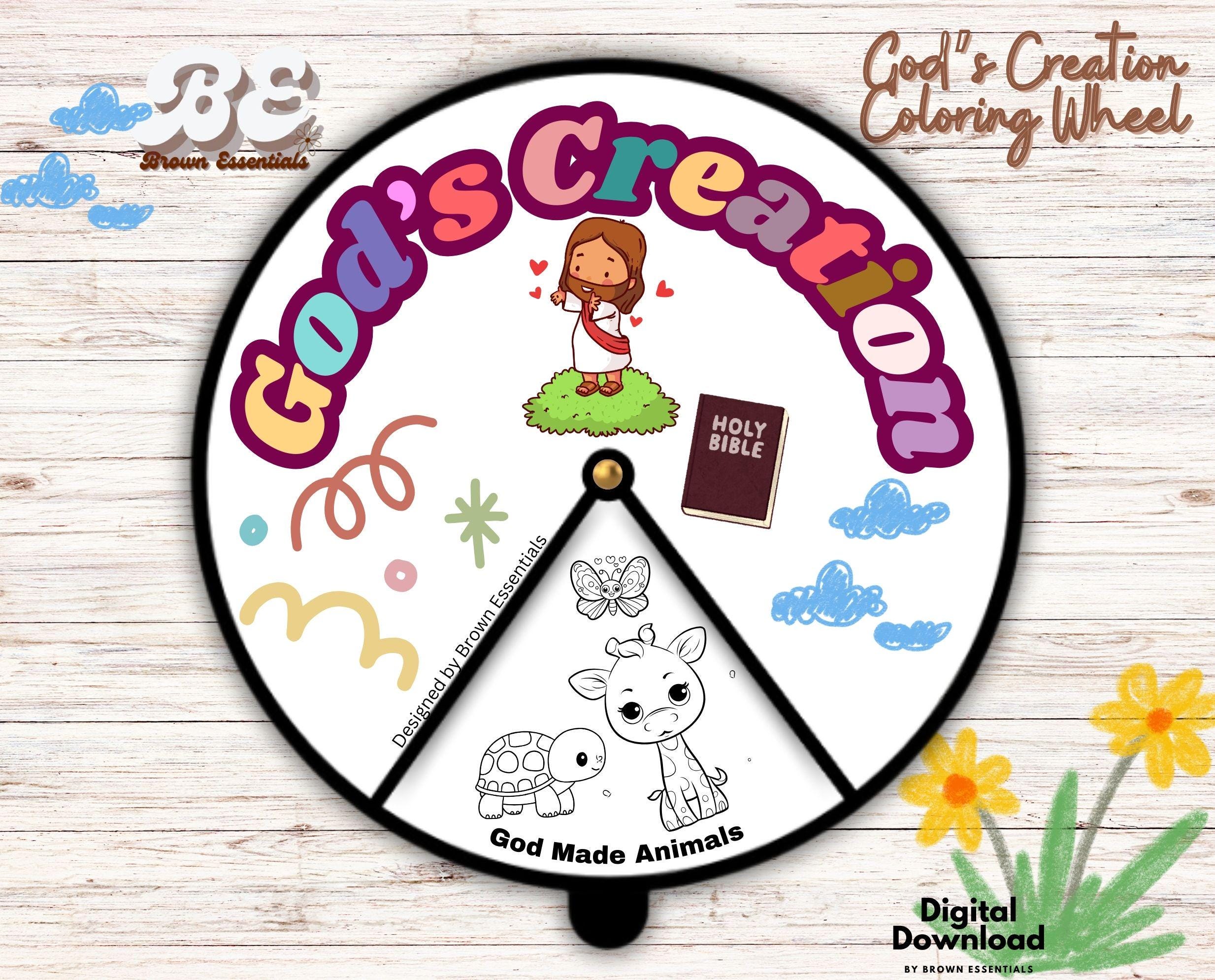 God's Creation Coloring Wheel: Sunday School Bible Activity (digital ...