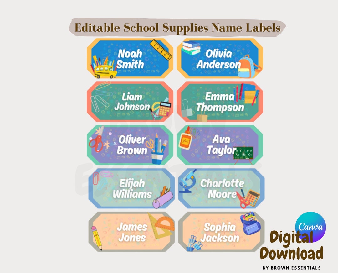 Editable Name Labels for Kids | Back to School Supplies Labels | Cubby ...