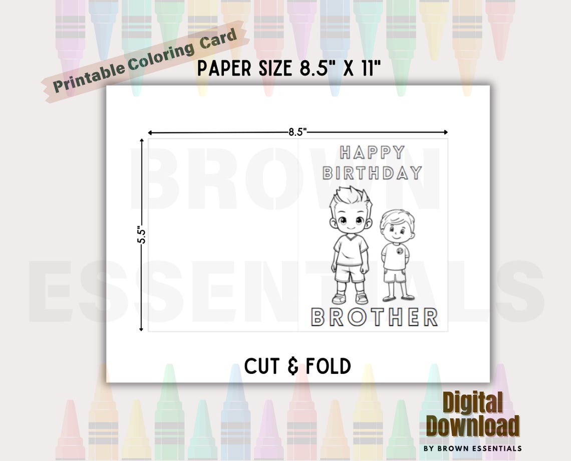 Printable Coloring Birthday Card for Kids, Cake Birthday Card for ...