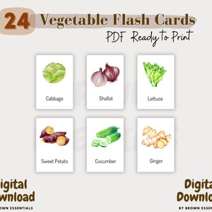 Printable PDF Vegetable Flash Cards - Kids Educational Leaning ...