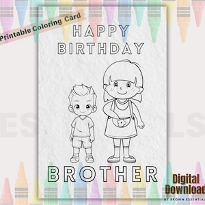 Printable Coloring Birthday Card for Kids, Cake Birthday Card for ...