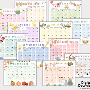 2025 Calendar | Editable for Kids, Classroom Wall Decor, Monthly Themed ...