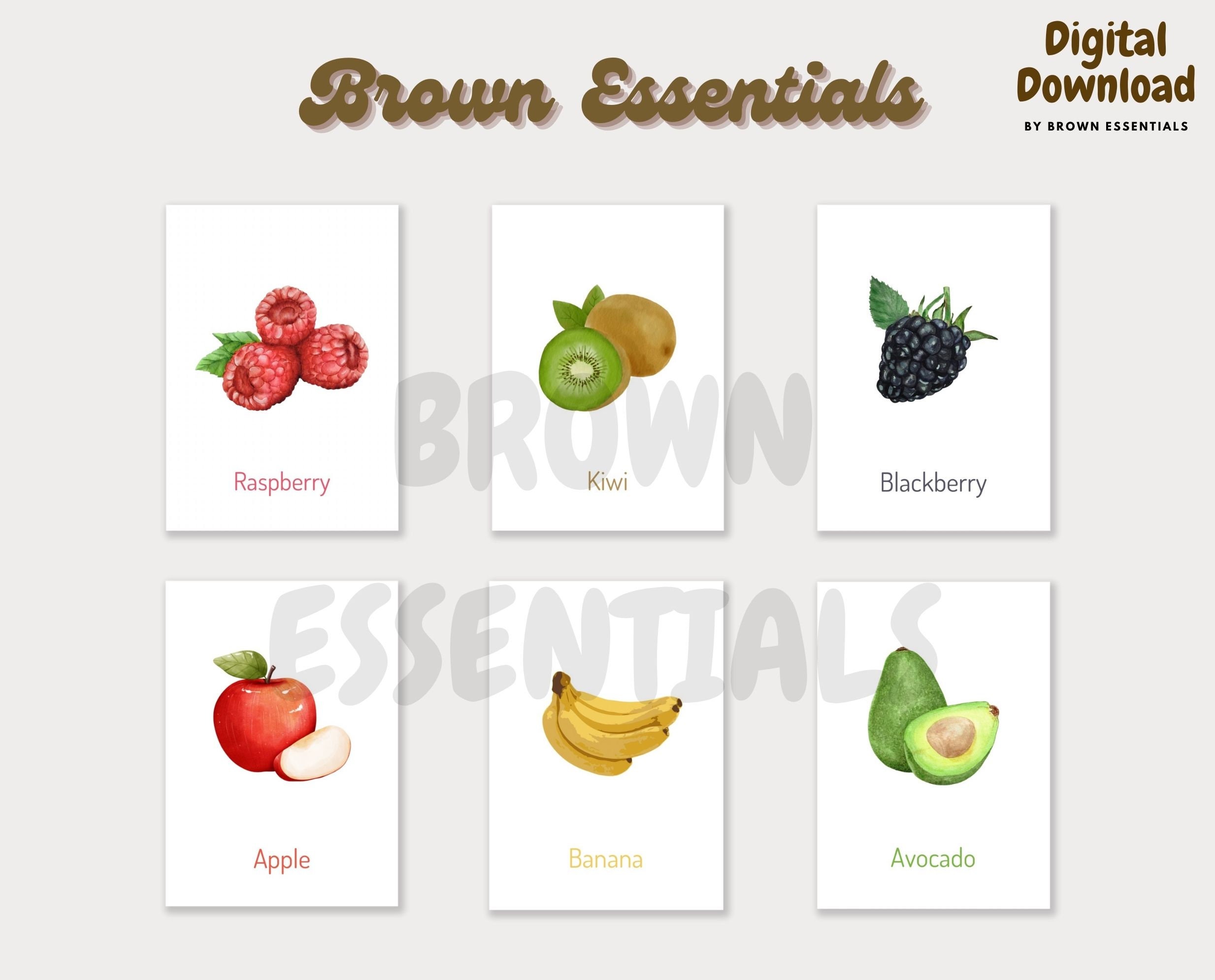 Printable PDF Fruits Flash Cards Kids Educational Leaning Materials - Etsy