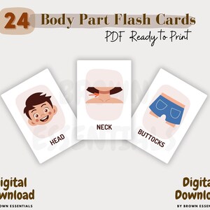 Printable PDF Body Part Flash Cards - Kids Educational Leaning ...