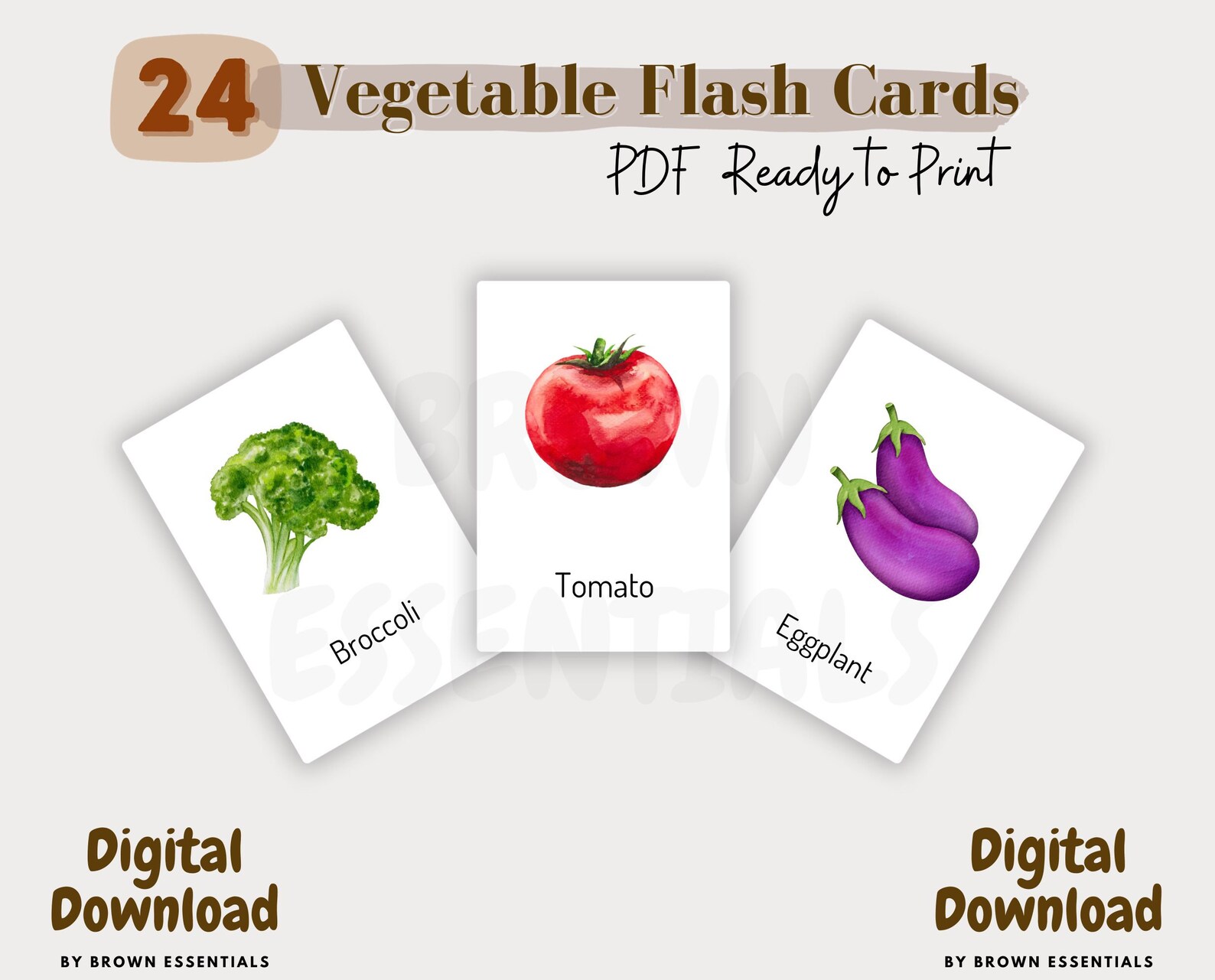 Printable PDF Vegetable Flash Cards - Kids Educational Leaning ...