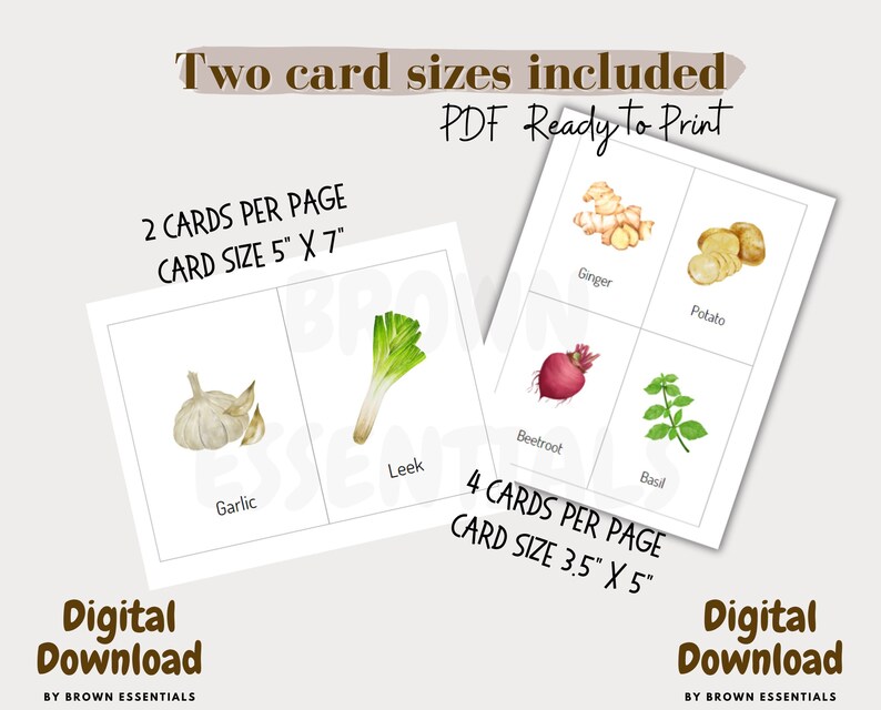 Printable PDF Vegetable Flash Cards - Kids Educational Leaning ...